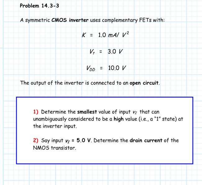 Solved A symmetric CMOS inverter uses complementary FETs | Chegg.com