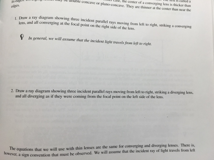 Solved Draw a ray diagram showing three incident parallel | Chegg.com