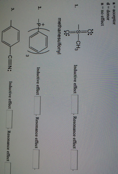 Solved a acceptor d = donor n = no effect CO: 1. Inductive | Chegg.com Solved a acceptor d = donor n = no effect CO: 1. Inductive | Chegg.com