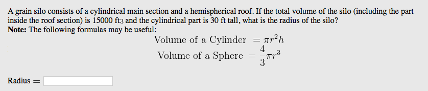 Solved A grain silo consists of a cylindrical main section | Chegg.com