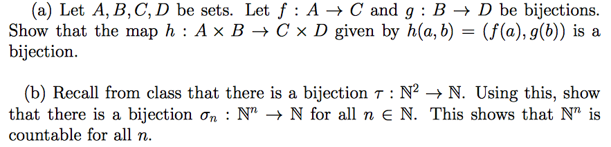 Solved Let A, B, C, D be sets. Let f: A rightarrow C and g: | Chegg.com