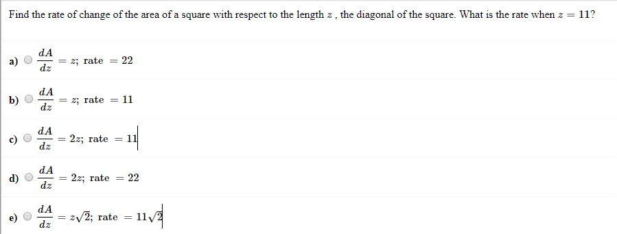 Solved Find the rate of change of the area of a square with | Chegg.com