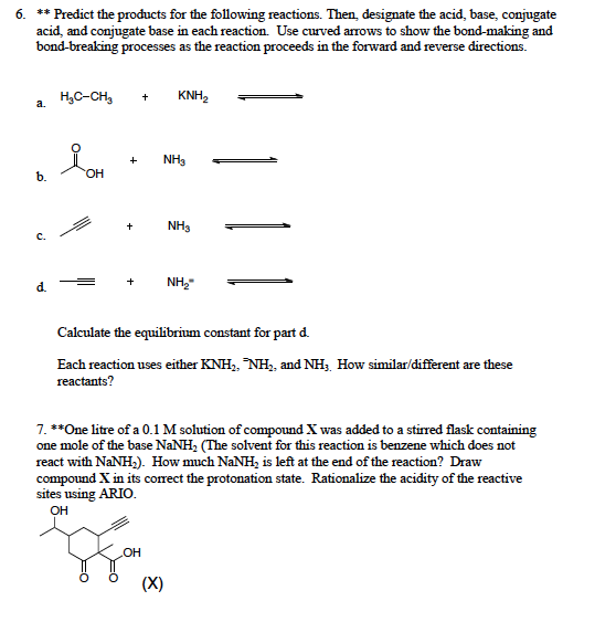 Solved 6. *Predict the products for the following reactions. | Chegg.com