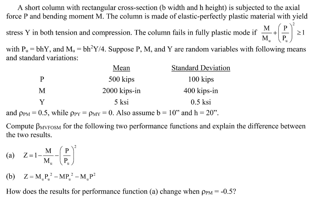 A short column with rectangular cross-section (b | Chegg.com