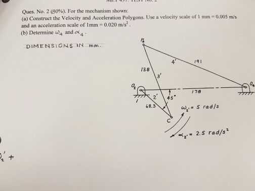 Solved For the mechanism shown: Construct the Velocity and | Chegg.com