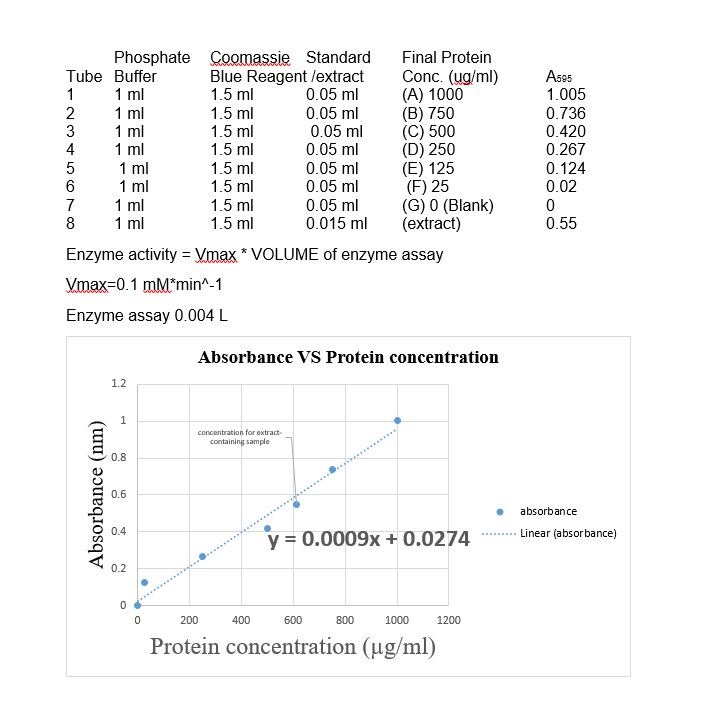 Solved Now calculate the concentration of protein in your | Chegg.com