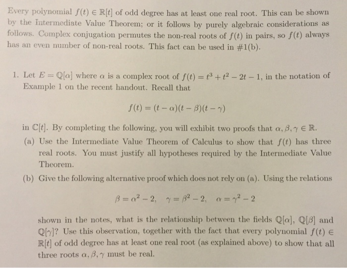 Solved Every polynomial f(t) elementof R[t] of odd degree | Chegg.com