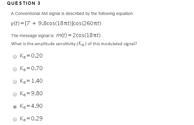 Solved A Conventional AM signal is described by the | Chegg.com