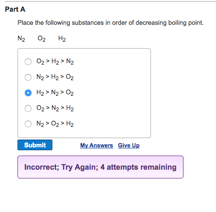 Solved Place the following substances in order of decreasing | Chegg.com
