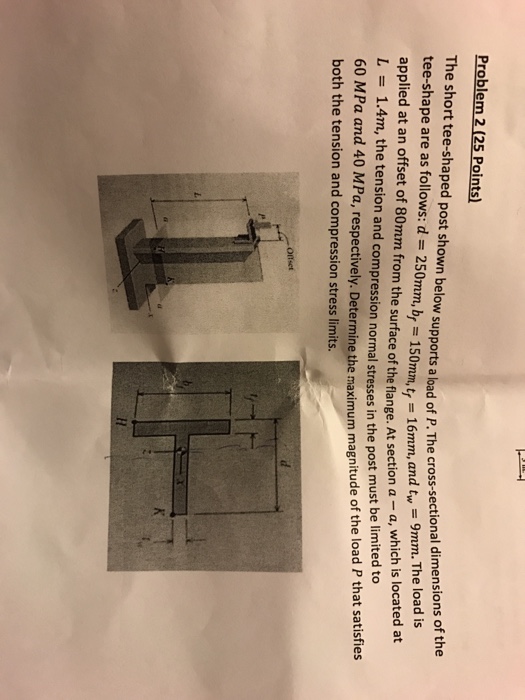 Solved The short tee -shaped post shown below supports a | Chegg.com