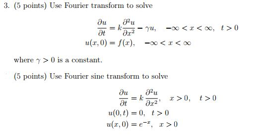 Solved 3. (5 points) Use Fourier transform to solve u(z,0) | Chegg.com
