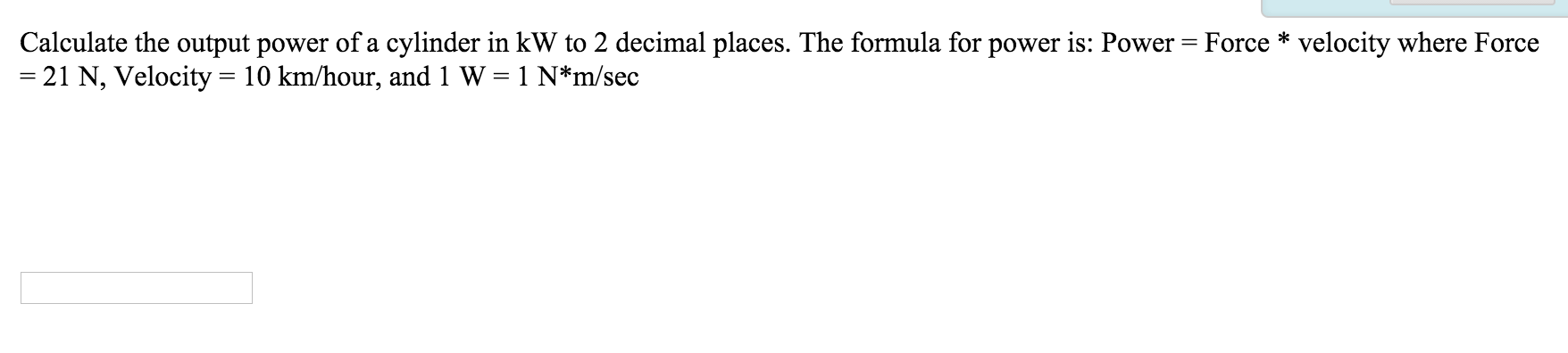 Solved Calculate the output power of a cylinder in kW to 2 | Chegg.com