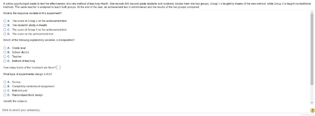 Solved A school psychologist wants to test the effectiveness | Chegg.com