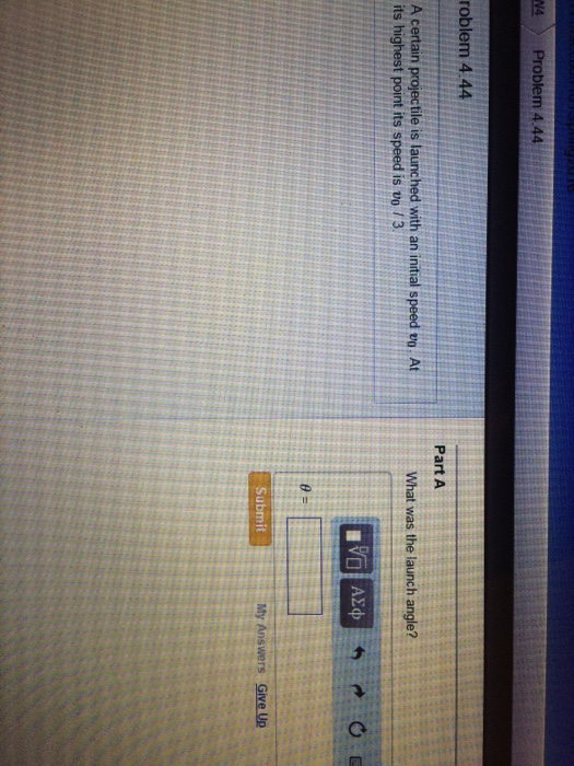 Solved A certain projectile is launched with an initial | Chegg.com