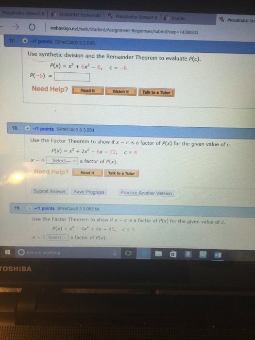 Solved Use Synthetic Division And The Remainder Theorem To Chegg