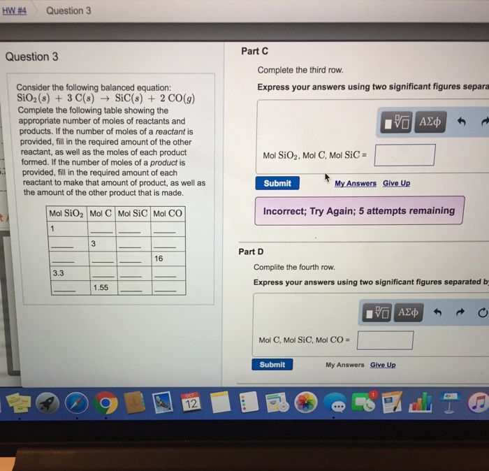 Solved Consider the following balanced equation: SiO_2(s) + | Chegg.com