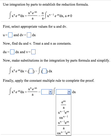 Solved Use integration by parts to establish the reduction | Chegg.com