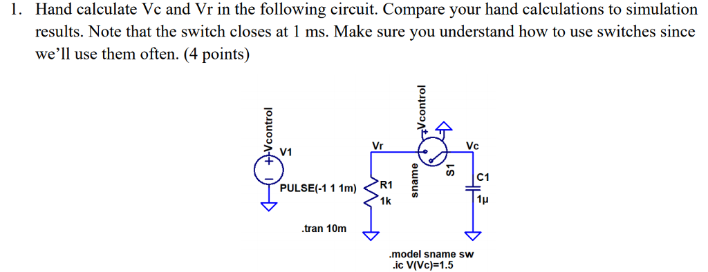 1. Hand calculate Vc and Vr in the following circuit. | Chegg.com