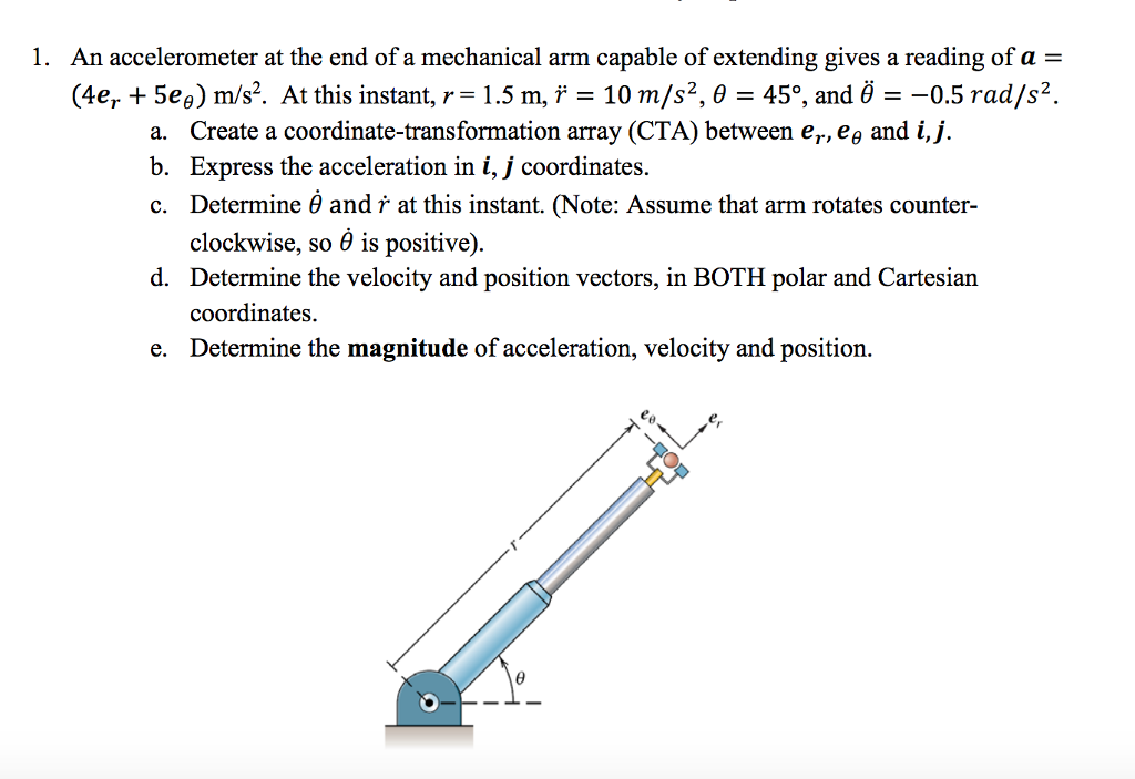Solved An accelerometer at the end of a mechanical arm | Chegg.com