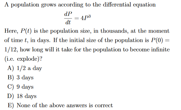 Solved A population grows according to the differential | Chegg.com