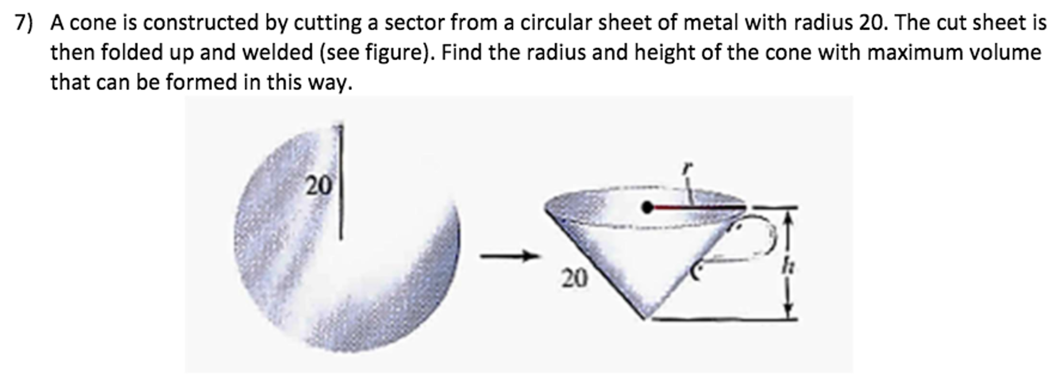 Solved A cone is constructed by cutting a sector from a | Chegg.com