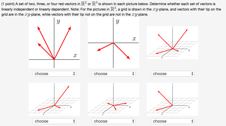 Solved A set of two, three, or four red vectors in R^2 or | Chegg.com
