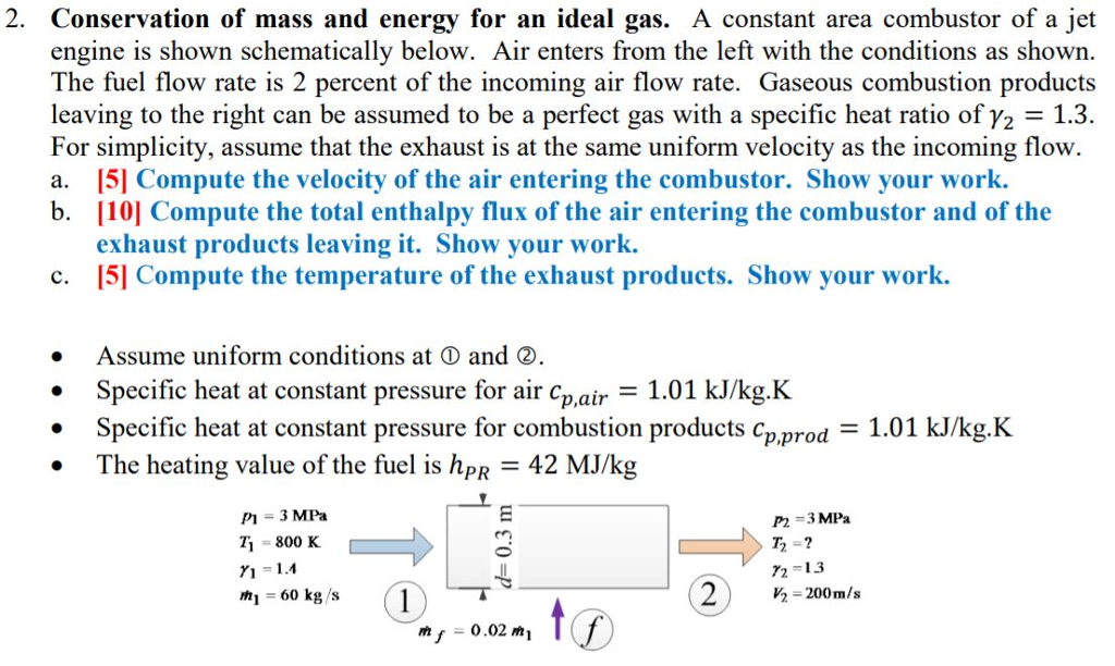 Solved 2. Conservation of mass and energy for an ideal gas. | Chegg.com