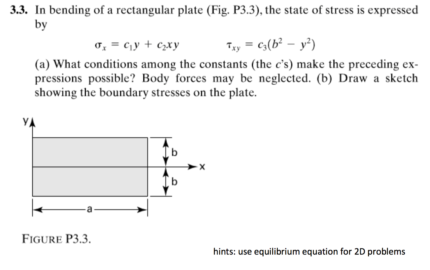 In bending of a rectangular plate (Fig. P3.3), the | Chegg.com