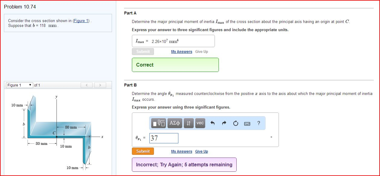Solved Problem 10 74 Part A Consider The Cross Section Shown