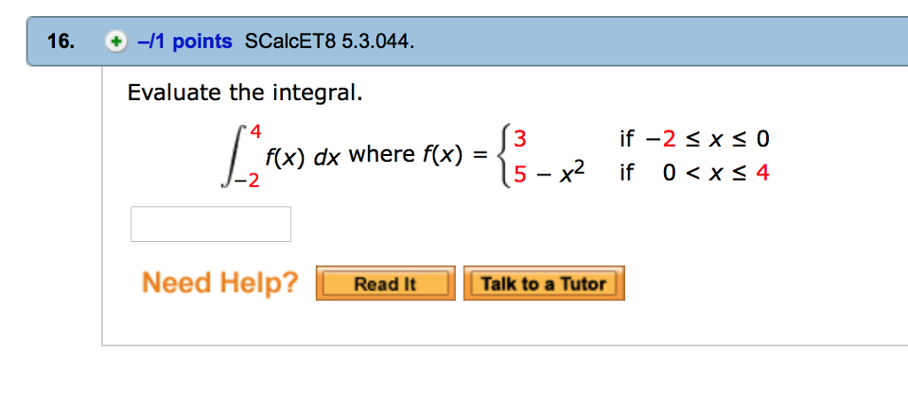 Solved points SCalcET8 5.3 044. Evaluate the integral. 16. - | Chegg.com