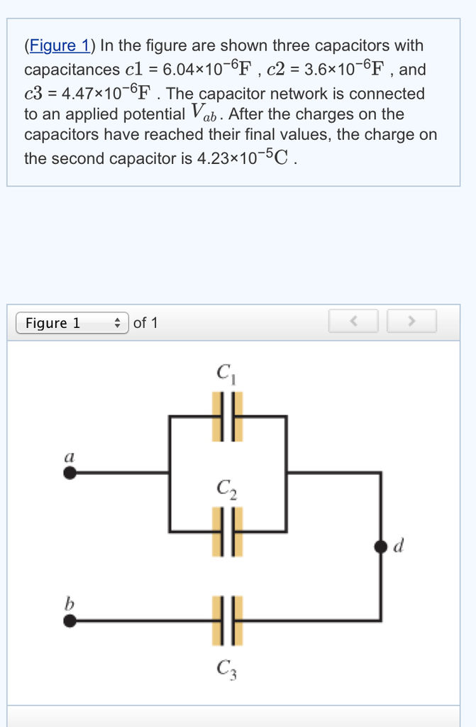 Solved What is the charge Q1 on capacitor C1? What is the | Chegg.com