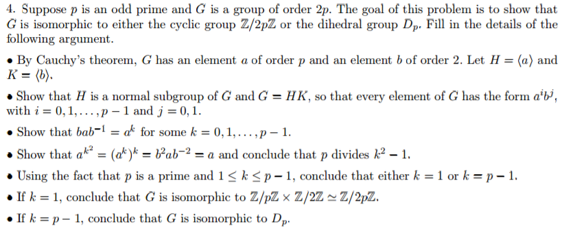 Solved Suppose P Is An Odd Prime And G Is A Group Of Order Chegg Solved Suppose P Is An Odd Prime And G Is A Group Of Order Chegg