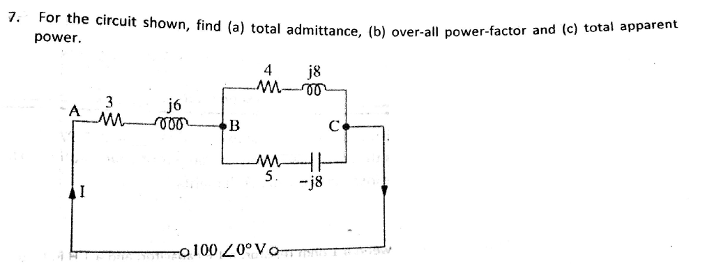 Solved For the circuit shown, find (a) total admittance, (b) | Chegg.com