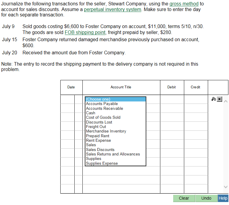 Solved Journalize the following transactions for the seller, | Chegg.com