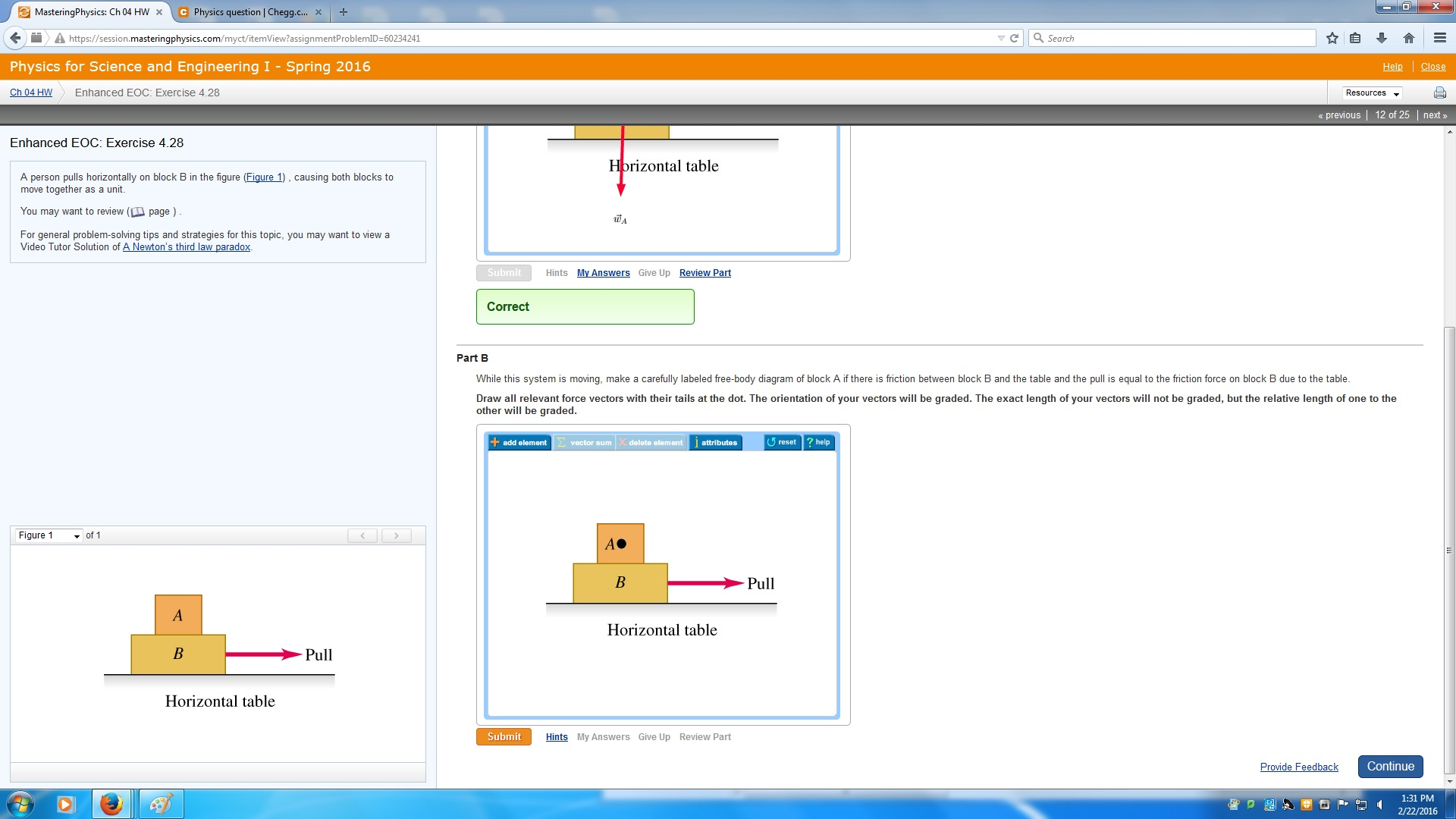 Solved A person pulls horizontally on block B in the figure | Chegg.com