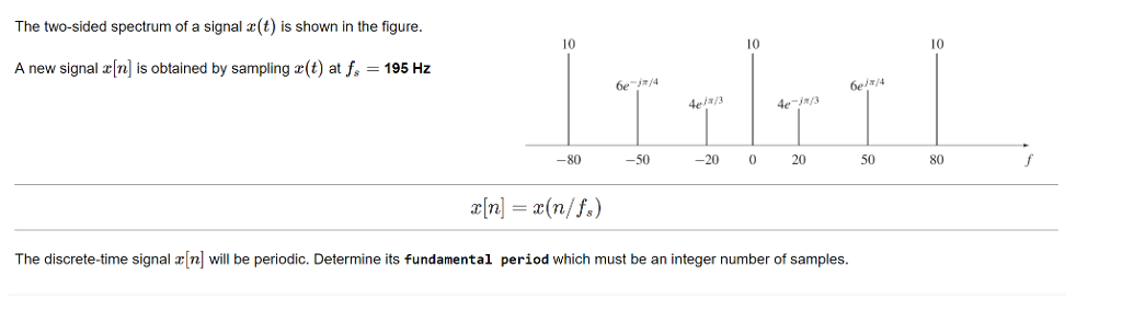 Solved The two-sided spectrum of a signal x(t) is shown in | Chegg.com