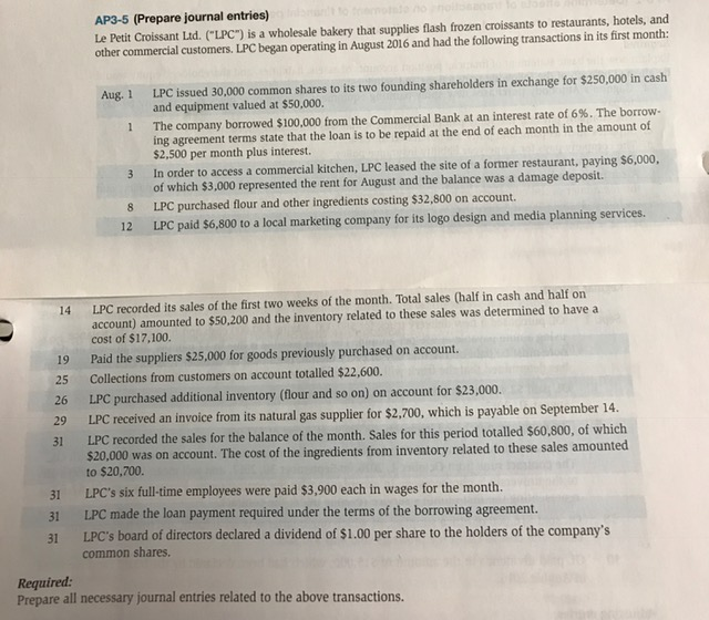 Solved Prepare journal entry (cr and dr). And after each | Chegg.com