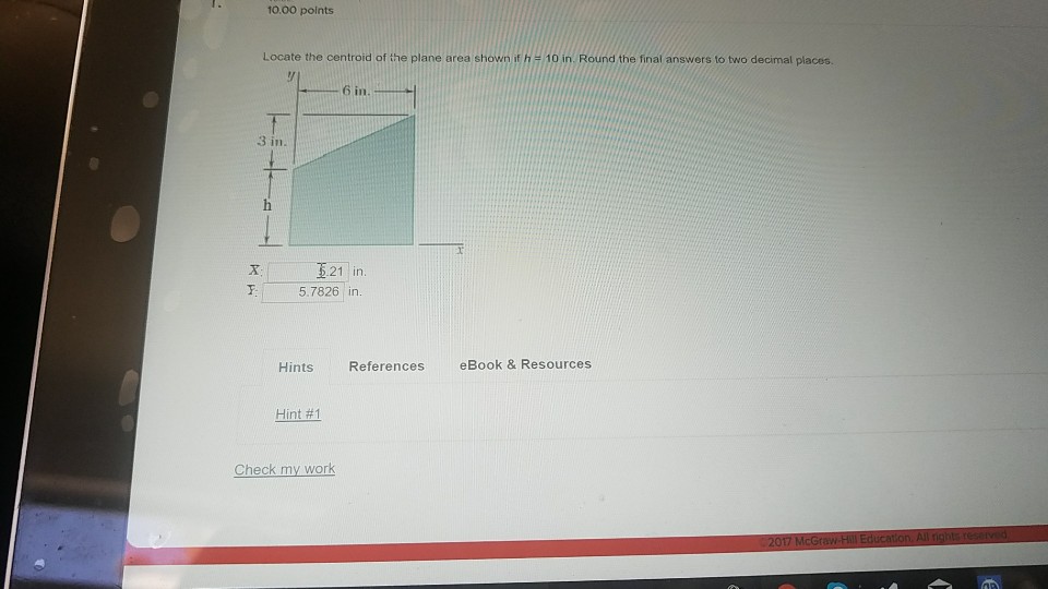 Solved 10.00 points Locate the centroid of the plane area | Chegg.com