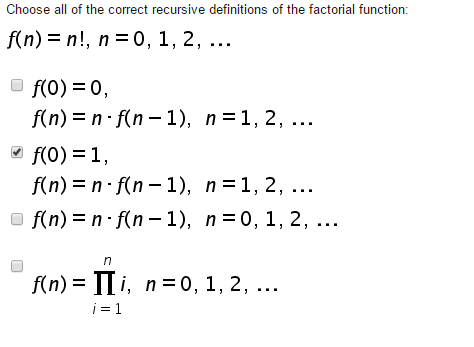 Solved Choose all of the correct recursive definitions of | Chegg.com