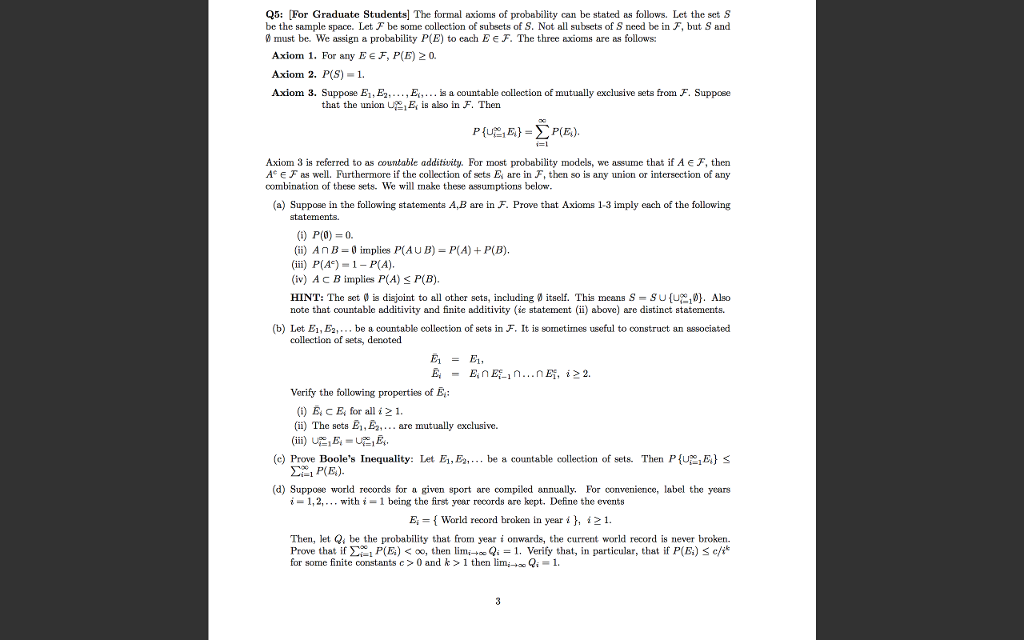 Solved Q5: [For Graduate Students] Tbe formal axioms of | Chegg.com