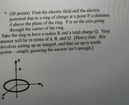 Solved Find the electric field and the electric potential | Chegg.com