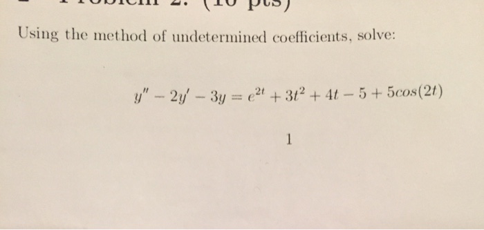 Solved Using the method of undetermined coefficients, solve: | Chegg.com