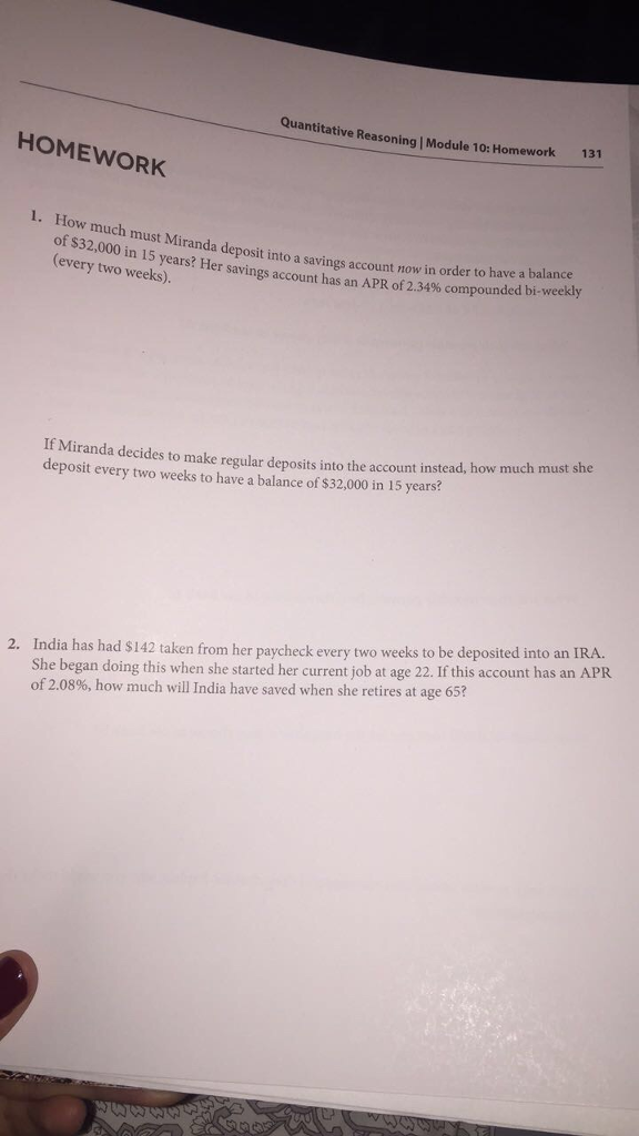 Solved quantitative Reasoning | Module 10: Homework HOMEWORK | Chegg.com