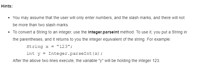 Solved Hints: You may assume that the user will only enter | Chegg.com