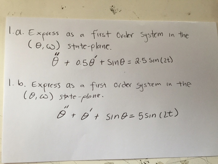 Solved 1.a. Express as a first order system in (Theta,w) | Chegg.com