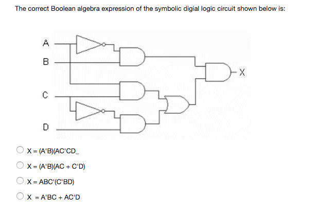 Solved The correct Boolean algebra expression of the | Chegg.com