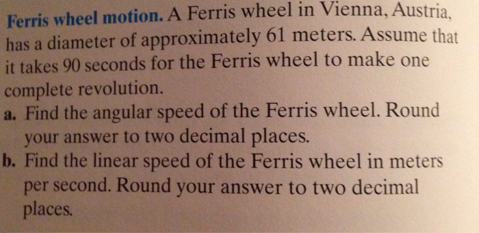 Solved Ferris wheel motion. A Ferris wheel in Vienna, | Chegg.com