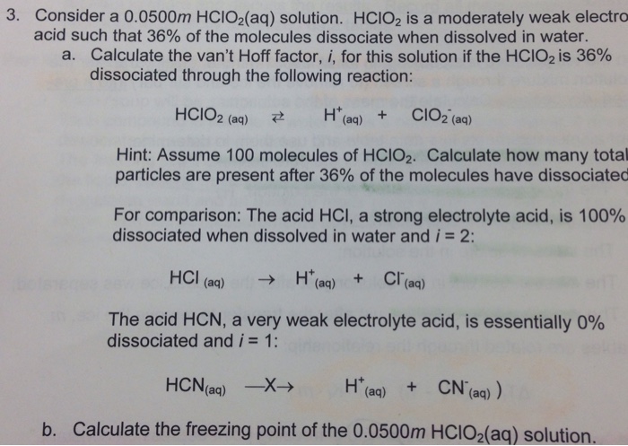 Solved Consider a 0.0500m (molal) HClO2(aq) sol'n. Calculate | Chegg.com