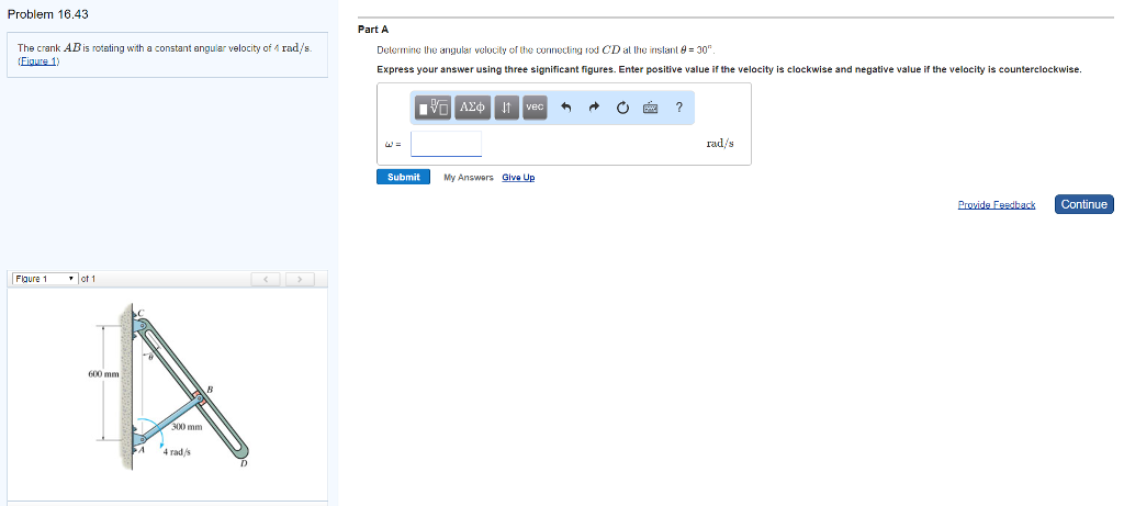 Solved The crank AB is rotating with a constant angular | Chegg.com