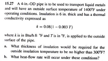Solved A 4-in.-0D pipe is to be used to transport liquid | Chegg.com